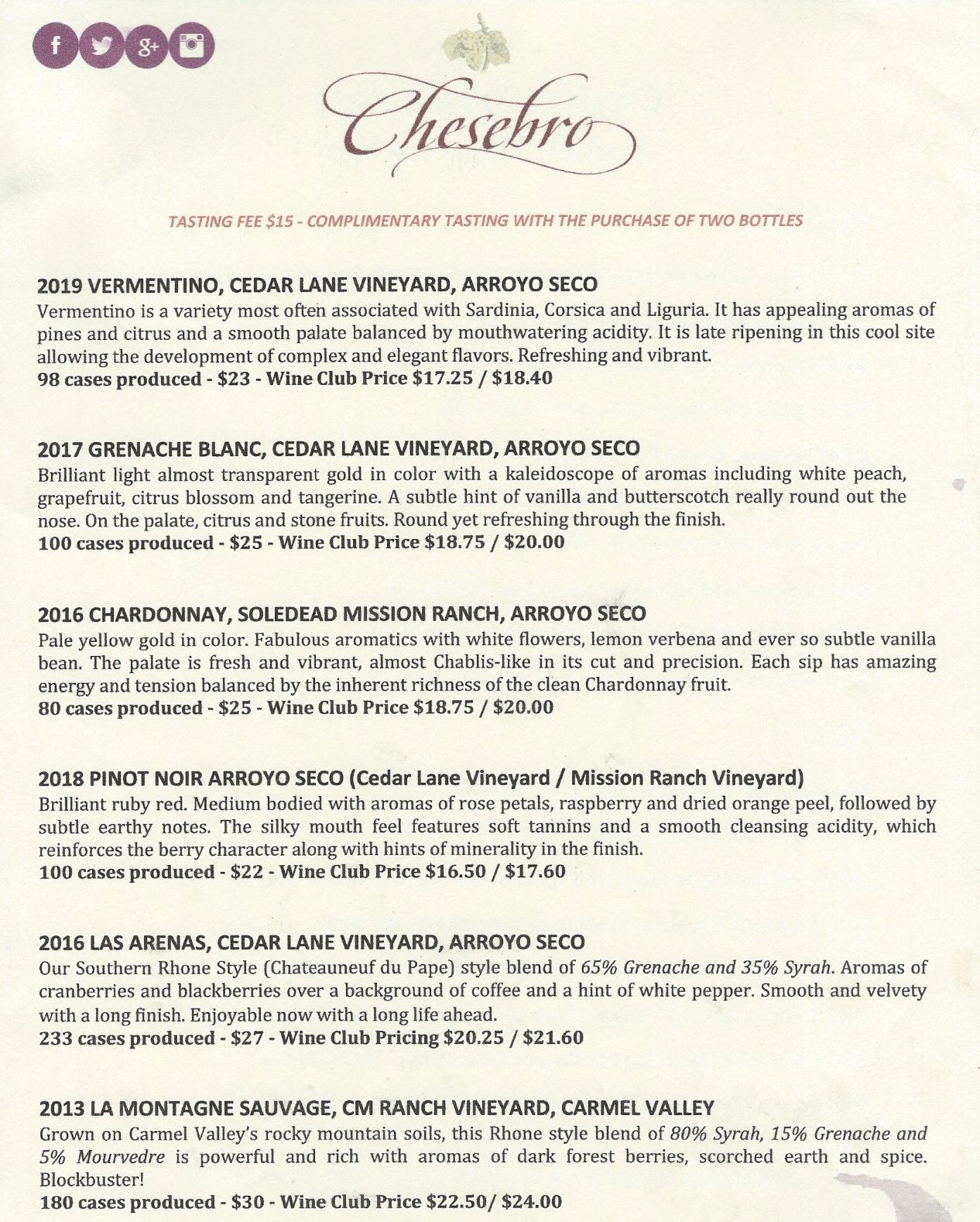 Chesebro Round Two: The Reds! - Decanting Monterey - A Central Coast ...